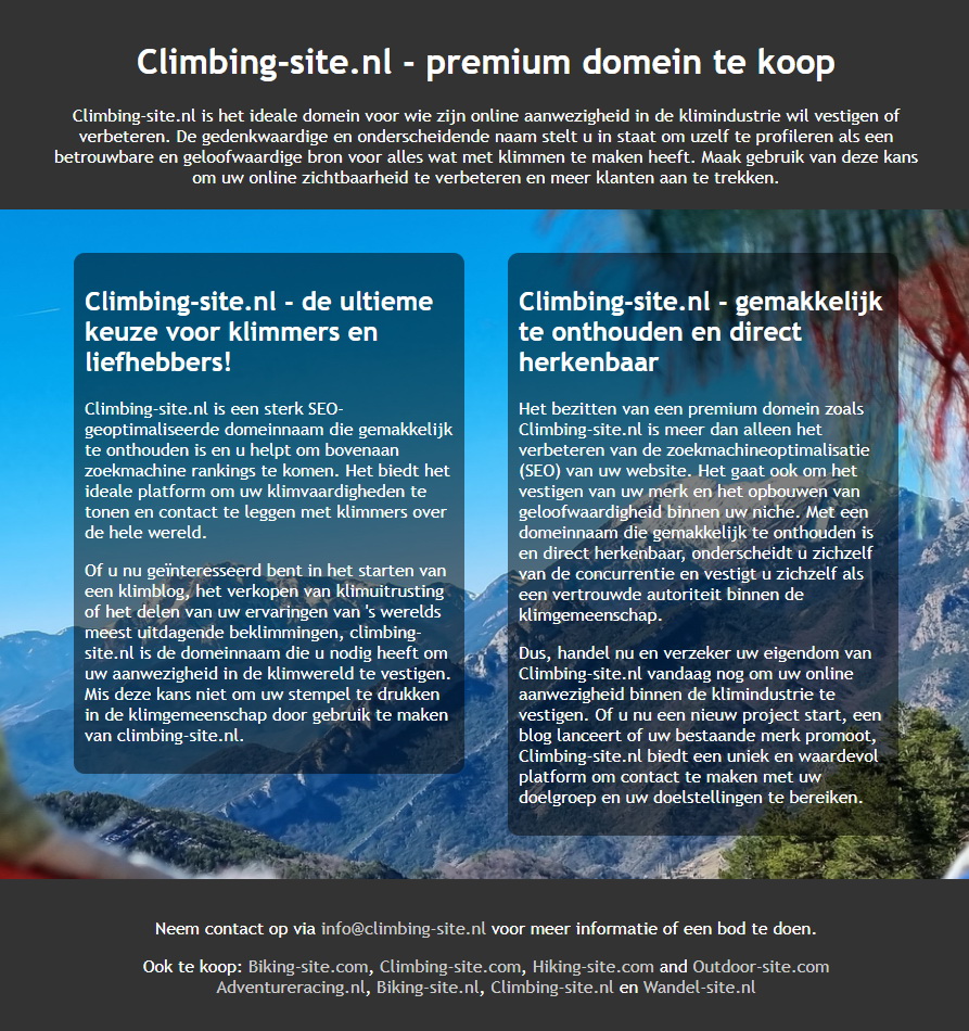 Climbing-Site.nl - premium domein te koop